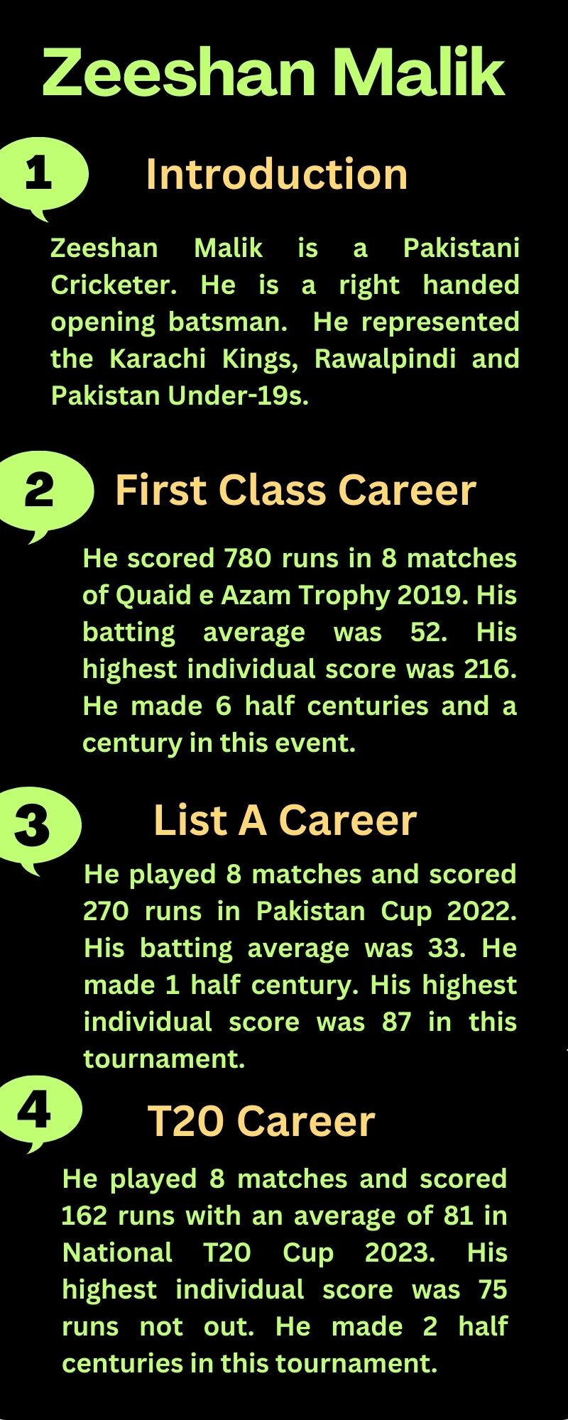 Zeeshan Malik An Aggressive Opening Batsman From Pakistan